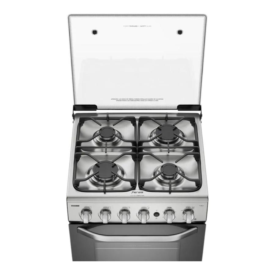 Cocina Gas 4 Platos Fensa 2606 Experience VaporBake Gris - Dimarsa.cl