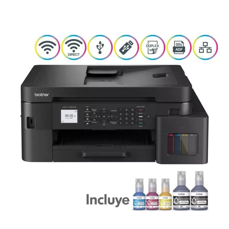 Impresora Multifuncional 3 en 1 Brother DCP-T930DW Negro - Dimarsa.cl