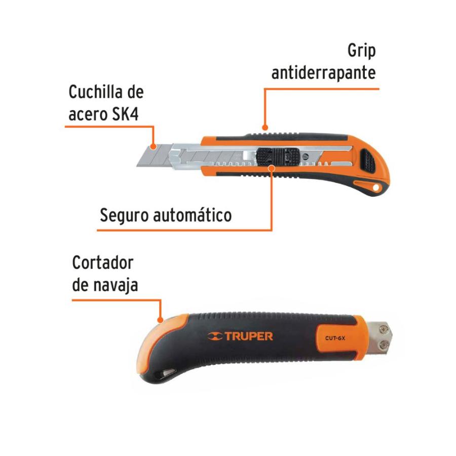 Cutter Profesional 1.8 cm" Truper Gris - Dimarsa.cl