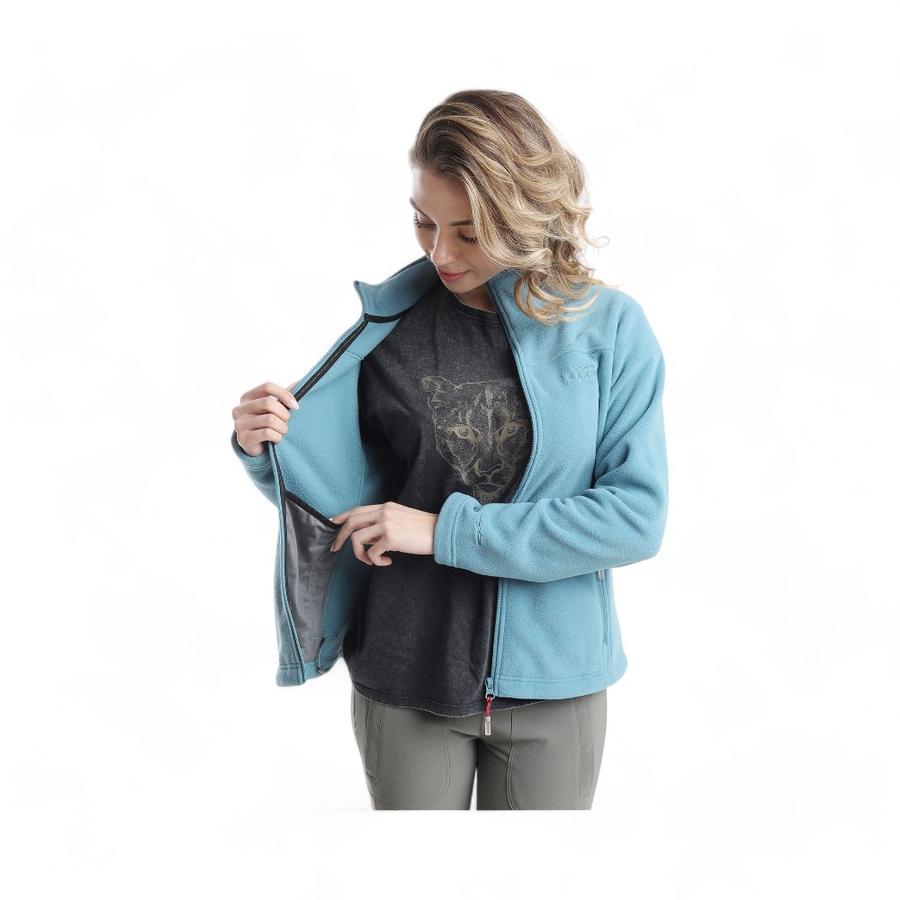 Polar Mujer Kannu Torres Del Paine Full Zipper Celeste - Dimarine.cl
