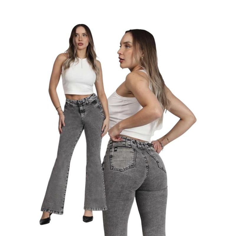 Jeans Flare push up Mujer Mohicano 4011 Gris - Dimarsa.cl