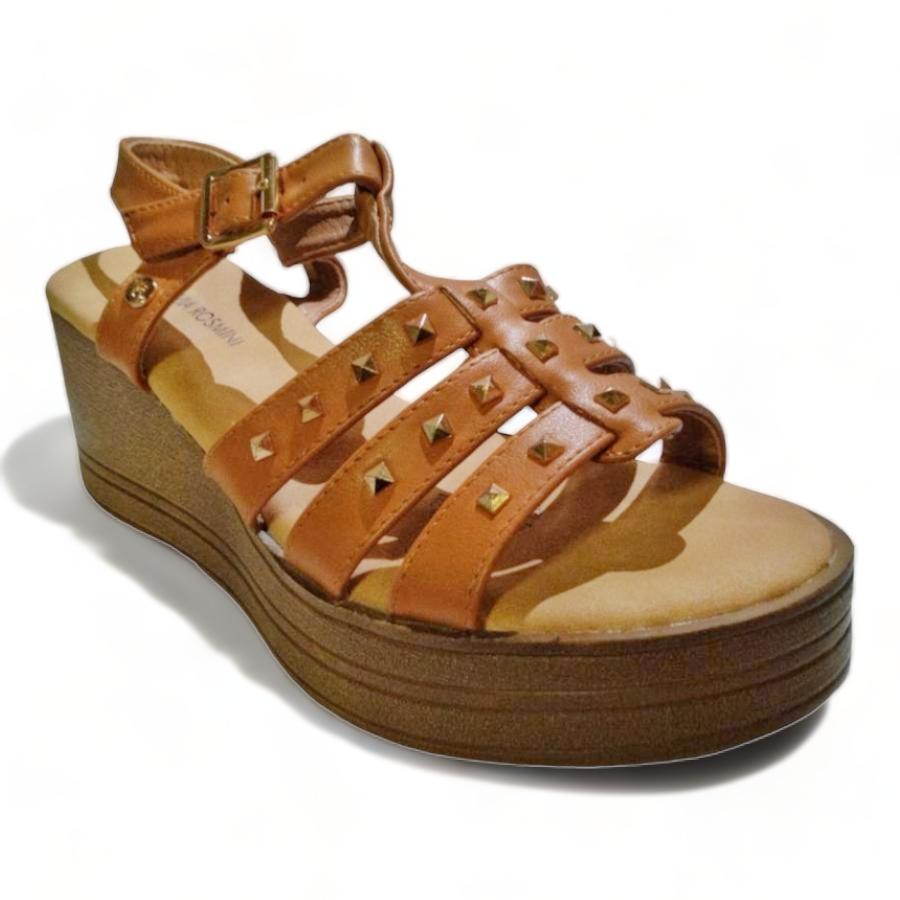 Sandalia Terraplen Mujer Via Rosmini Bovio Camel - Dimarsa.cl