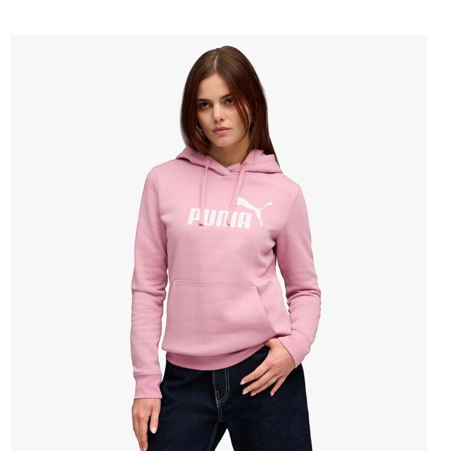 Poleron Canguro Mujer Puma Essentials No 1 Logo Rosado